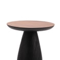 Modern Round Wood Accent Table with Carved Cone Base Solid Mango Wood ...