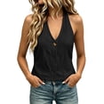 Noric Women's Halter Tank Tops Sleeveless Summer Casual Cotton Linen V ...