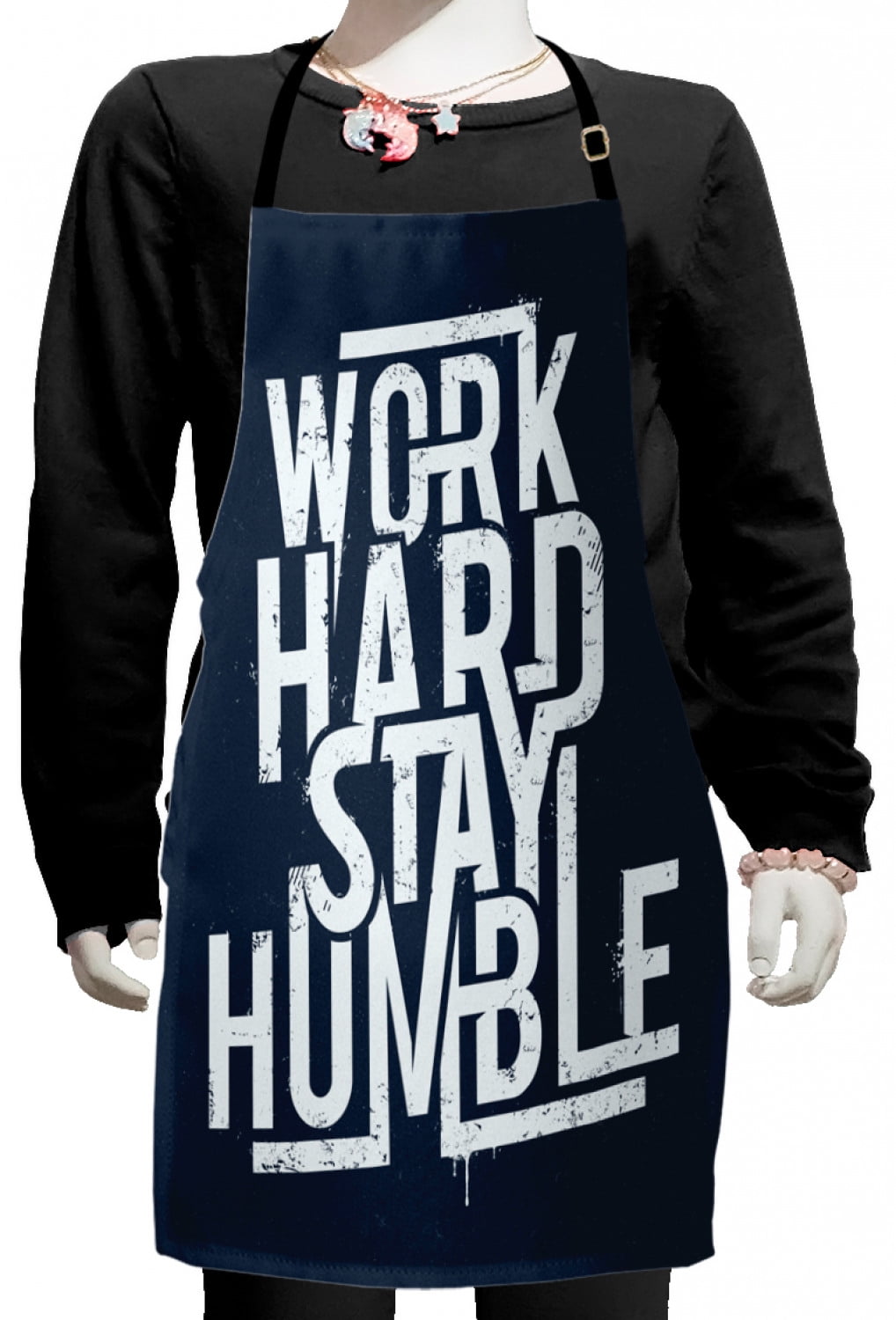 Saying Kids Apron, Futuristic Design Inspirational Saying Work Hard ...