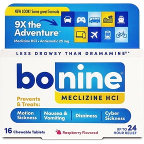 Bonine Max Strength Motion Sickness & Nausea Relief, Chewable Tablets ...