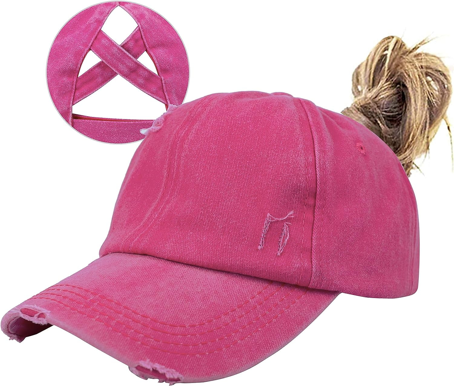 Muryobao Women Ponytail Criss Cross Messy Buns Ponycaps Baseball Cap ...
