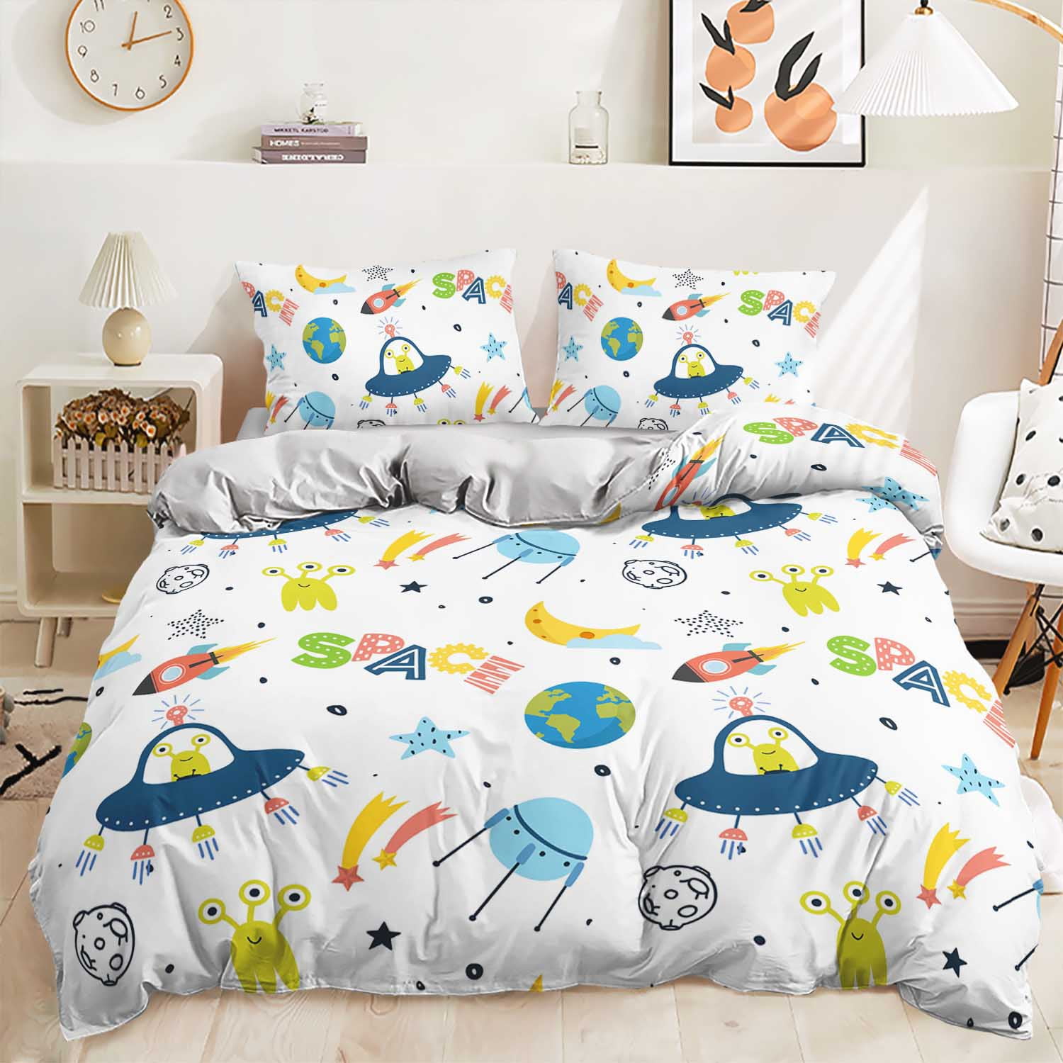 Hosima 3-Piece 3D Digital Printed Duvet Cover, Alien and Other Patterns ...