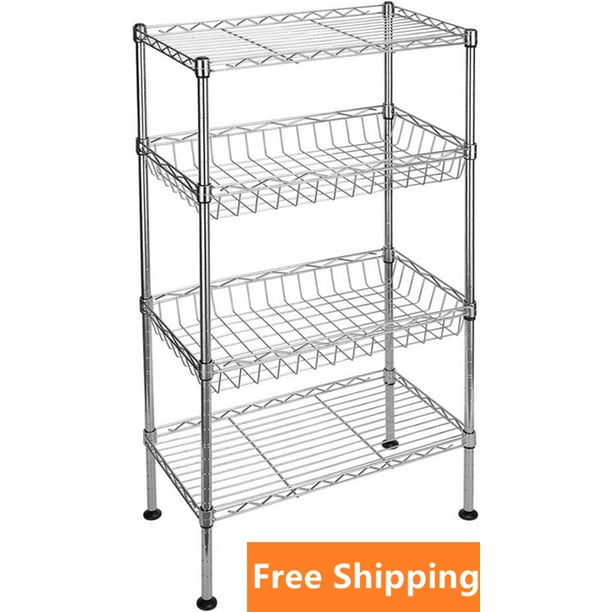 SortWise 4-Tier Shelving Unit, Wire Utility Rack Storage Organizer with ...
