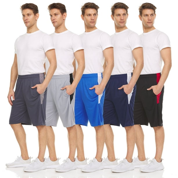 5 Pack: Mens Moisture Wicking Athletic Basketball & Gym Workout Shorts ...
