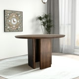 Ayane 47.2" Solid Wood Round Dining Table in Walnut - Walmart.com