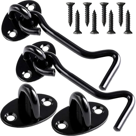 Black Cabin Hook, Stainless Steel Cabin Hook, Door Latch Hook, Easy To Install Door Latch, A ...