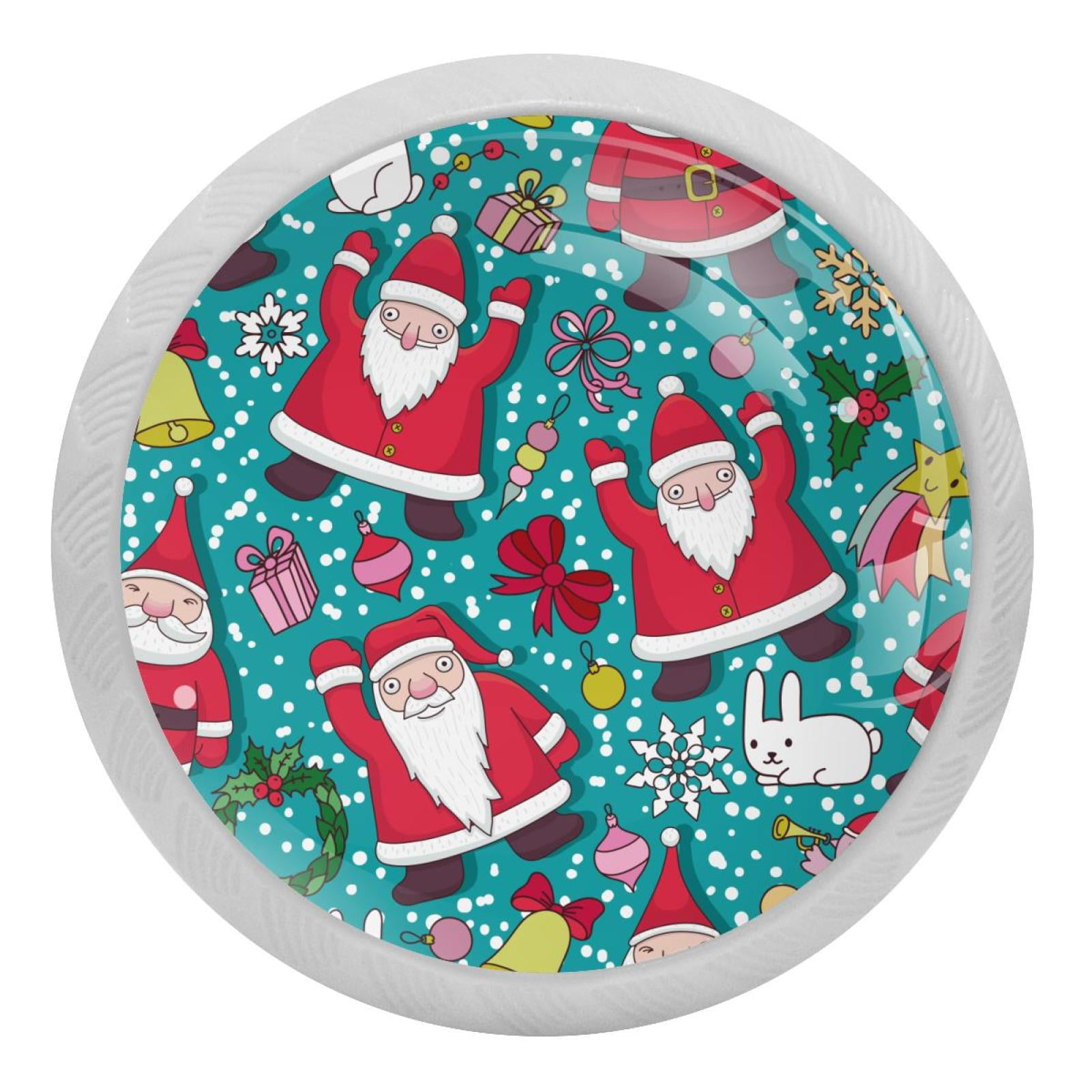 4PCS Round Santa Claus Cabinet Fluorescence Knob Glowing in the Dark ...