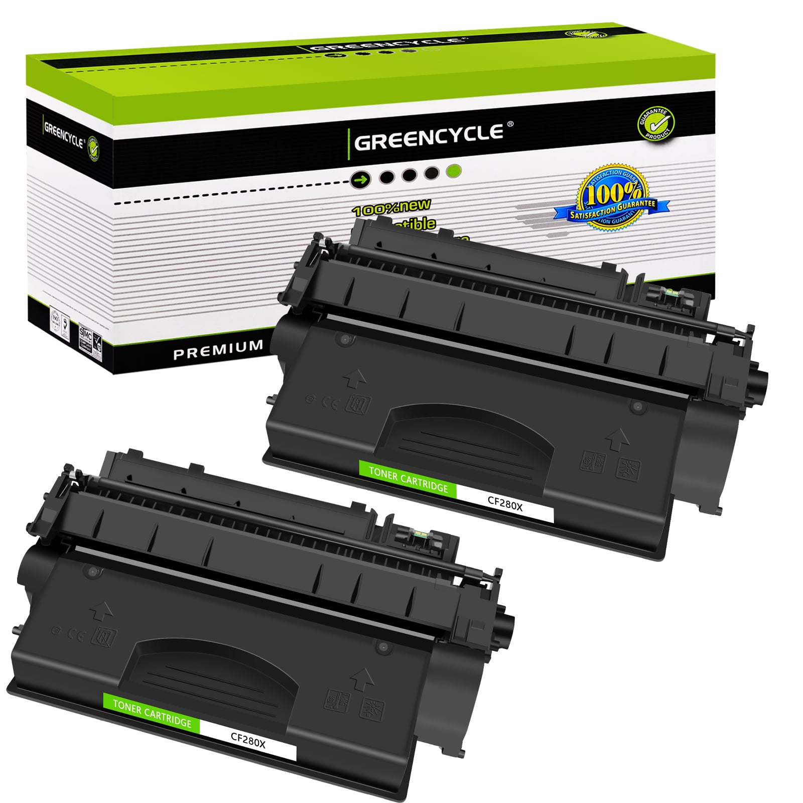 GREENCYCLE 2 Pack Compatible CF280X Black Toner Cartridge Replacement ...
