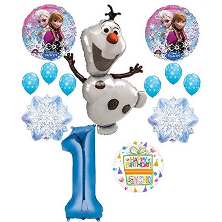 Frozen 1st Birthday Party Supplies Olaf, Elsa and Anna Balloon Bouquet ...
