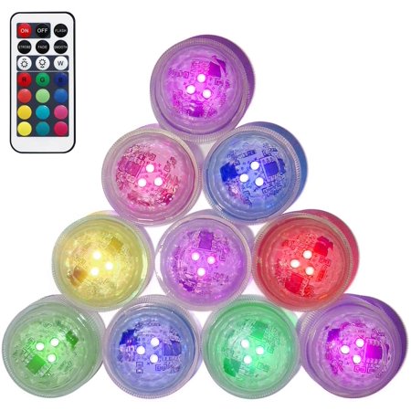 Submersible LED Tea Lights, Waterproof and Battery Powered RGB Color Changing LED Light with ...