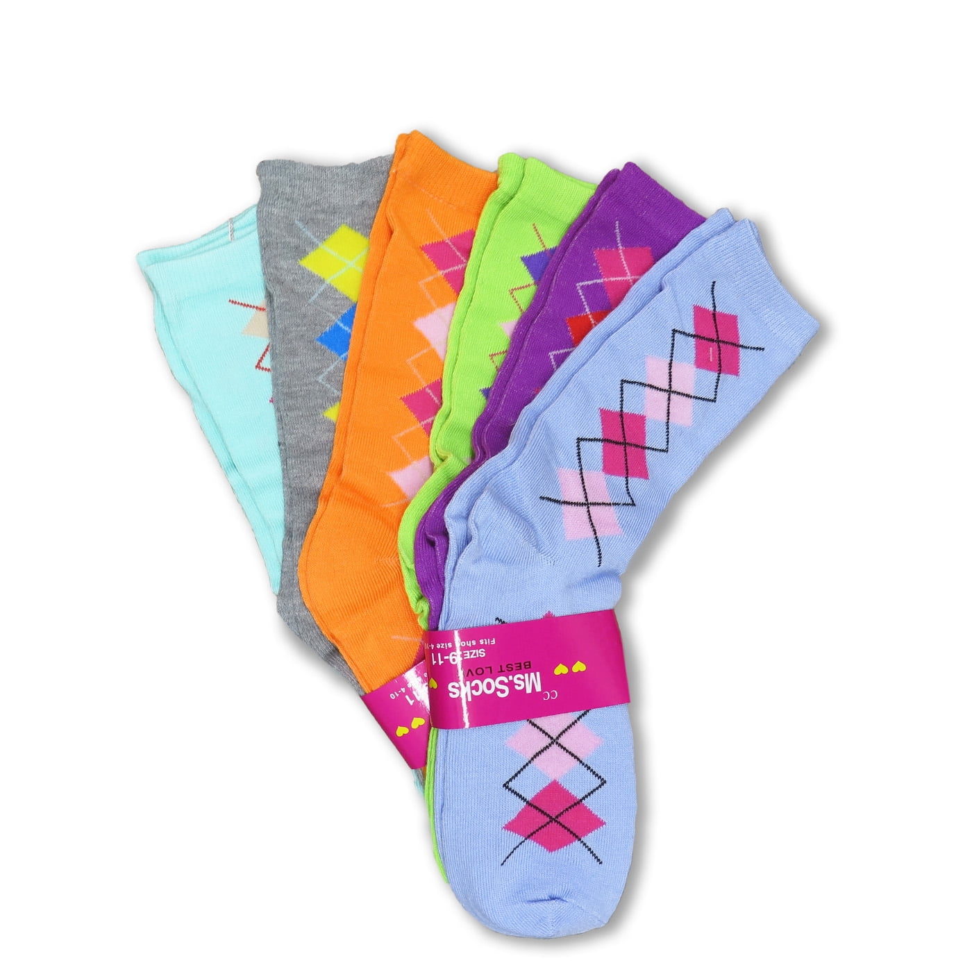 Womens Multi-color Bright Basic Fun Patterns Striped Dots 6 Pack ...