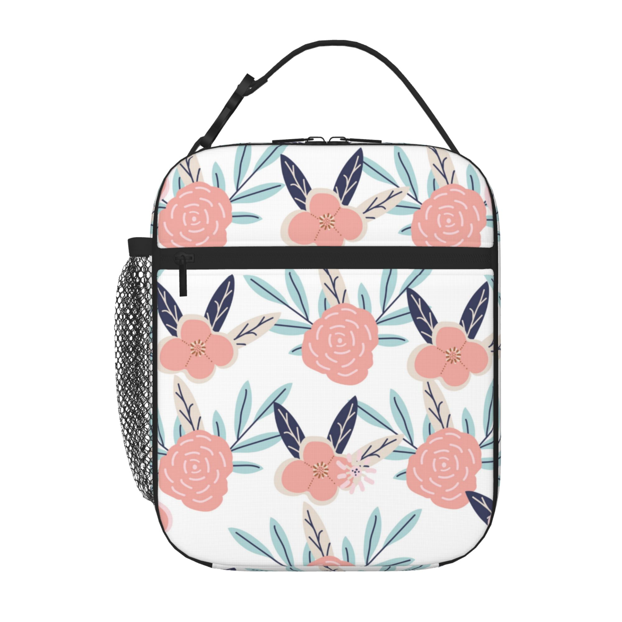 TEQUAN Portable Lunch Bag, Flowers Leaves Plants Pattern Reusable ...