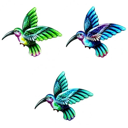 3 de pack Coloré Décor Mural de Colibri en Métal pour Jardin Intérieur ...