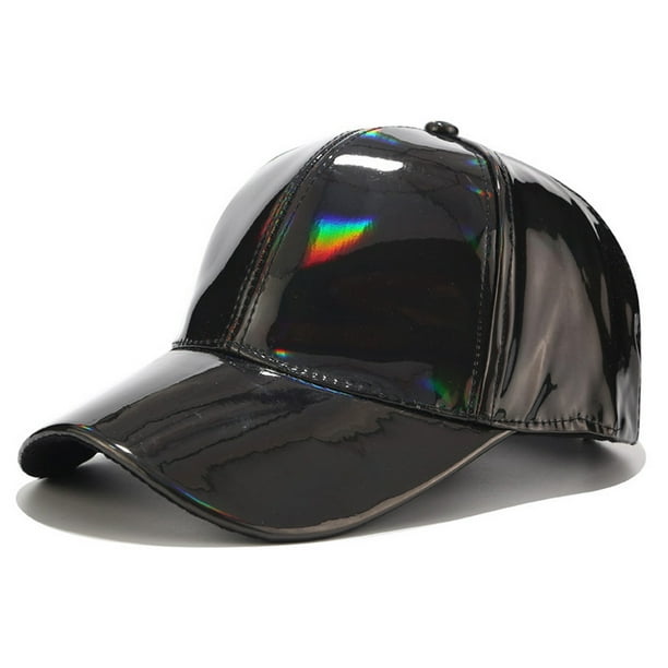 YUUZONE Unisex Faux 1eather Baseball Cap Holographic Rainbow Shiny ...