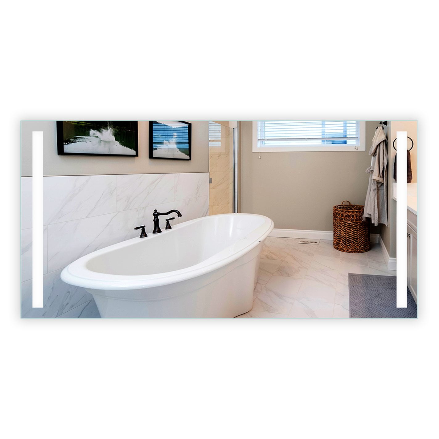 Front-Lighted LED Bathroom Vanity Mirror: 72" Wide x 36" Tall ...