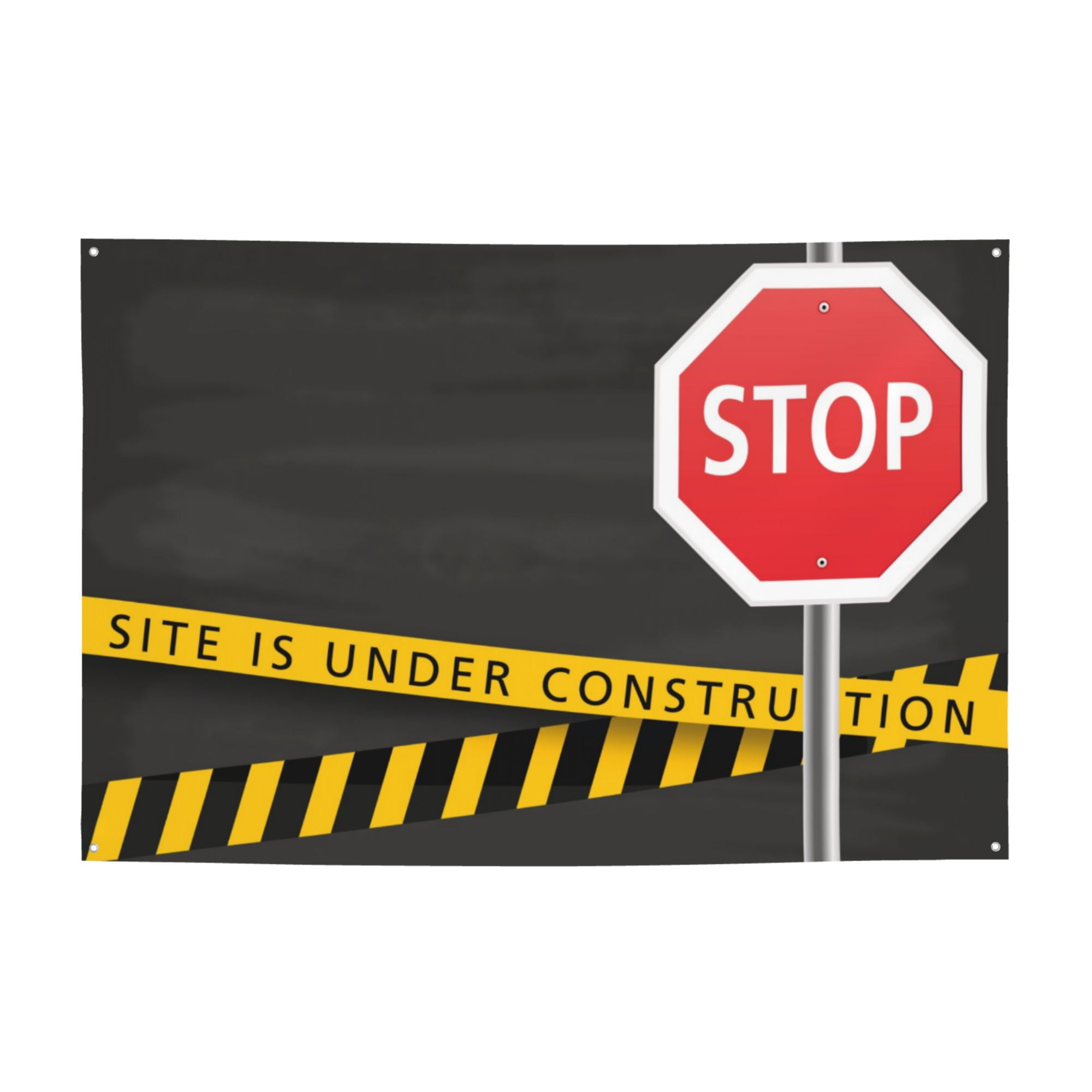 DouZhe Under Construction Stop Sign Banner, Warning Stripes Billboard ...
