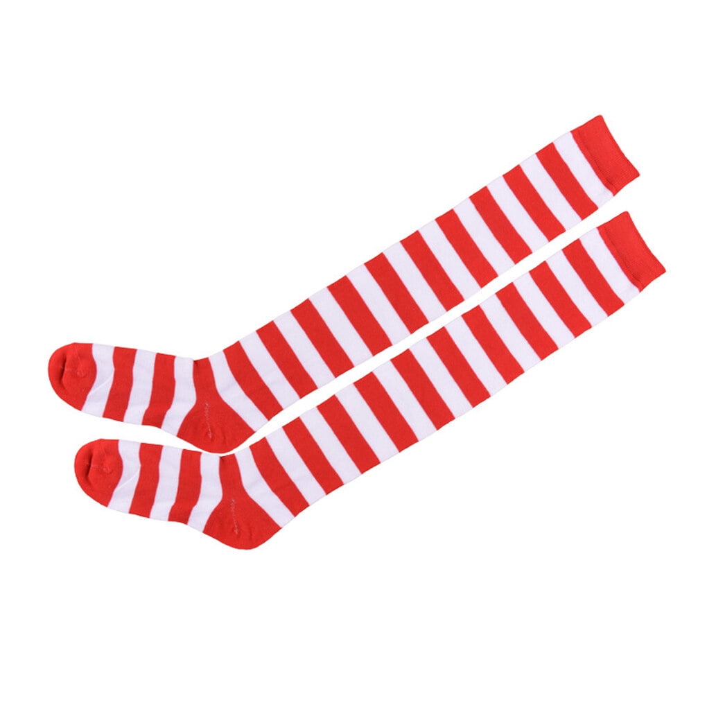 Linyer Pack of 2 Striped Plus Size Thigh High Socks Breathability ...