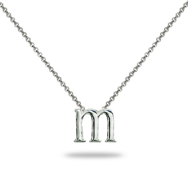 ONLINE - Sterling Silver M Letter Initial Alphabet 925 Silver Necklace ...