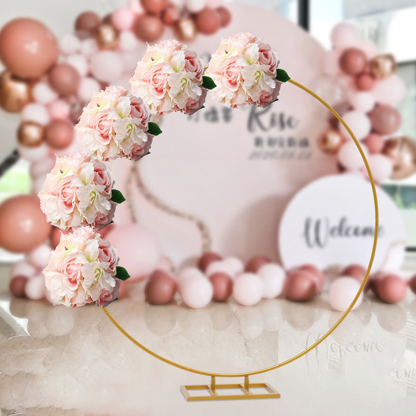 Large Size Round Golden Metal Wedding Arch Circle Backdrop Stand ...