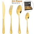 24-Piece Satin Fancy Cutlery Set, Stainless Steel Service for 6 with ...