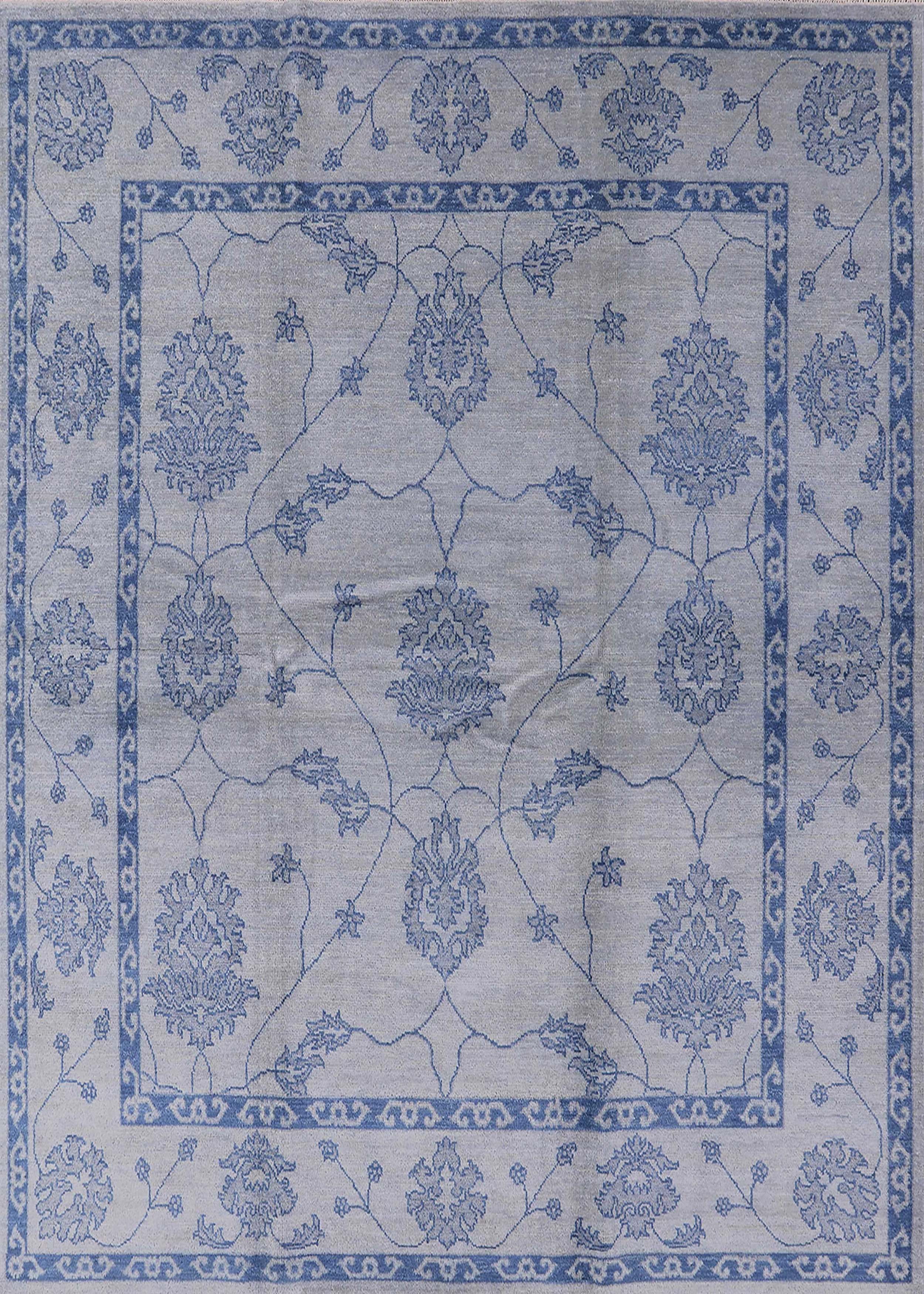 Ahgly Company Indoor Rectangle Mid-Century Modern Blue Gray Oriental ...