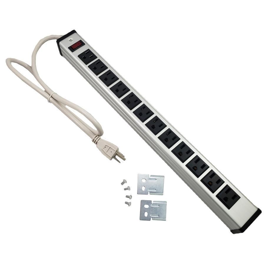 GlobalTone Power Bar Power Strip 12 Outlets with 15A Circuit Breaker 3 ...