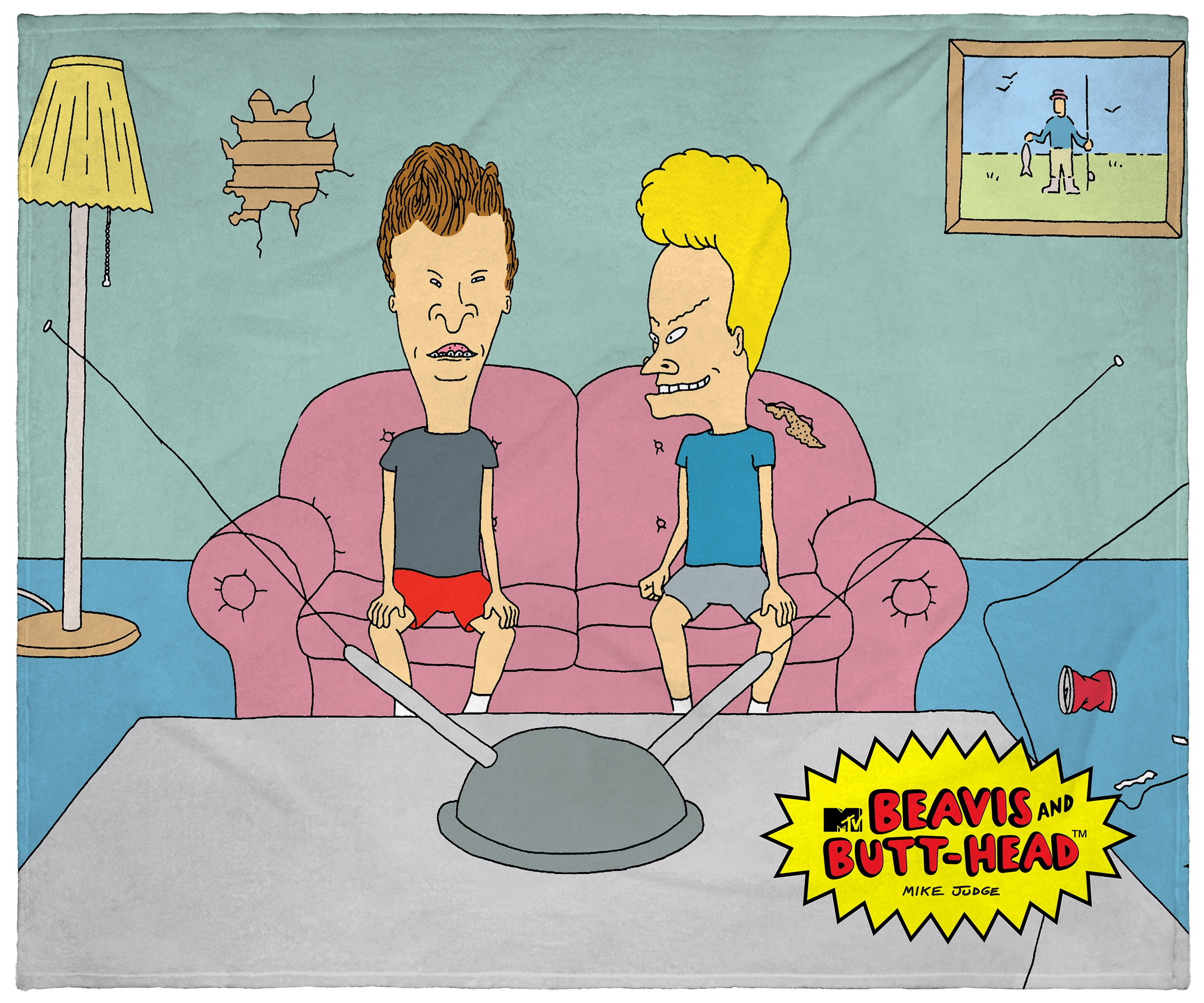 MTV Beavis and Butt-head On Couch Show Plush Fleece Throw Blanket Wall ...