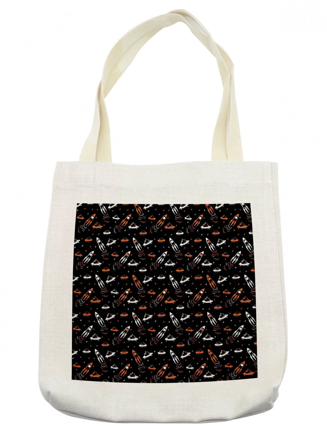 Space Tote Bag, Cartoon Doodle Spacecraft Traveling to the Universe ...