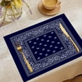Bandana Navy Blue Southwestern Placemats Set of 6，Washable Wipeable ...