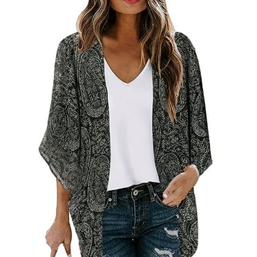 LEZMORE Women's Sheer Swim Cover Up, Long Mesh Lace Kimono Cardigan ...