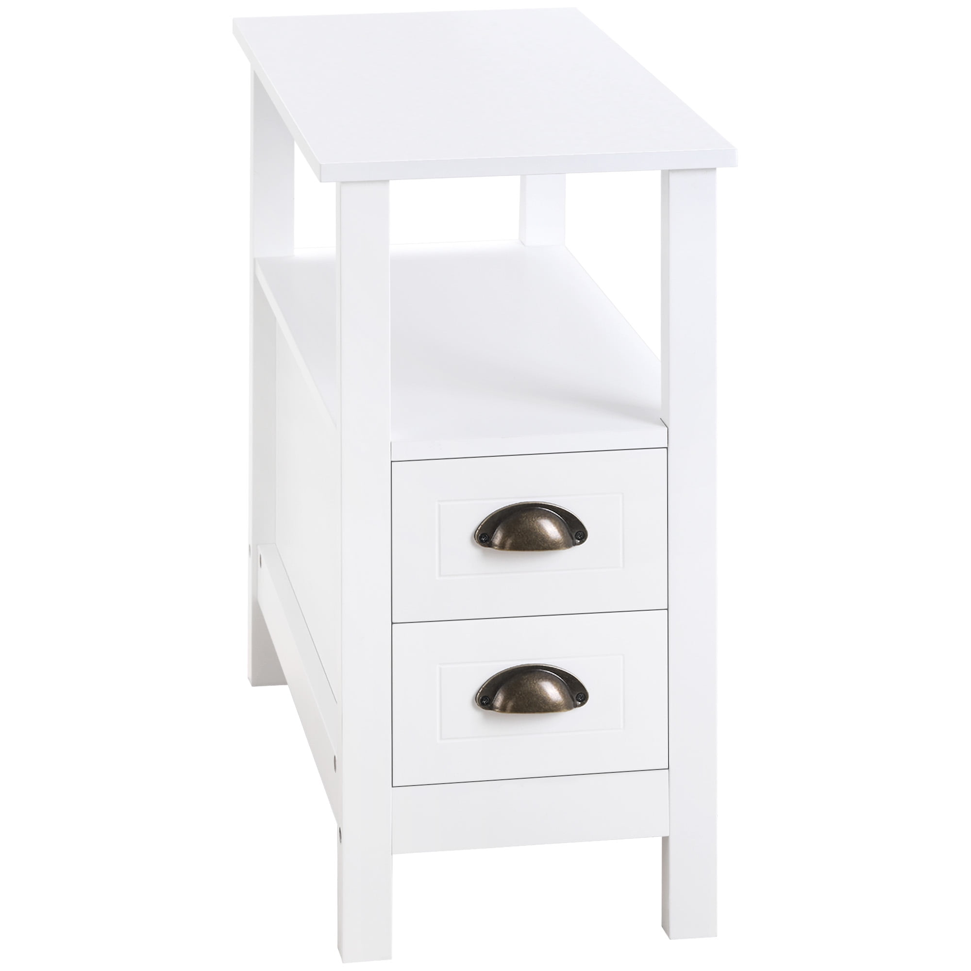 Click here for Homcom Slim End Table With 2 Drawers And Storage S... prices