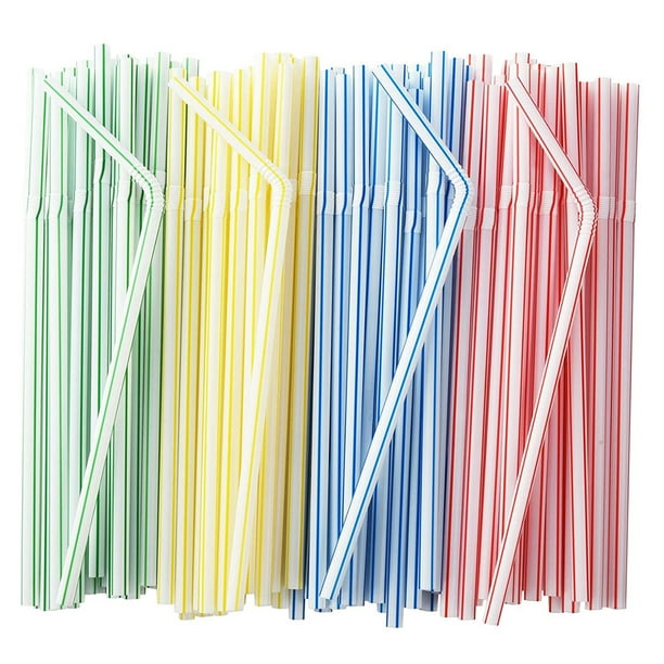 400 color bar bendable straw disposable plastic bean milk elbow juice ...
