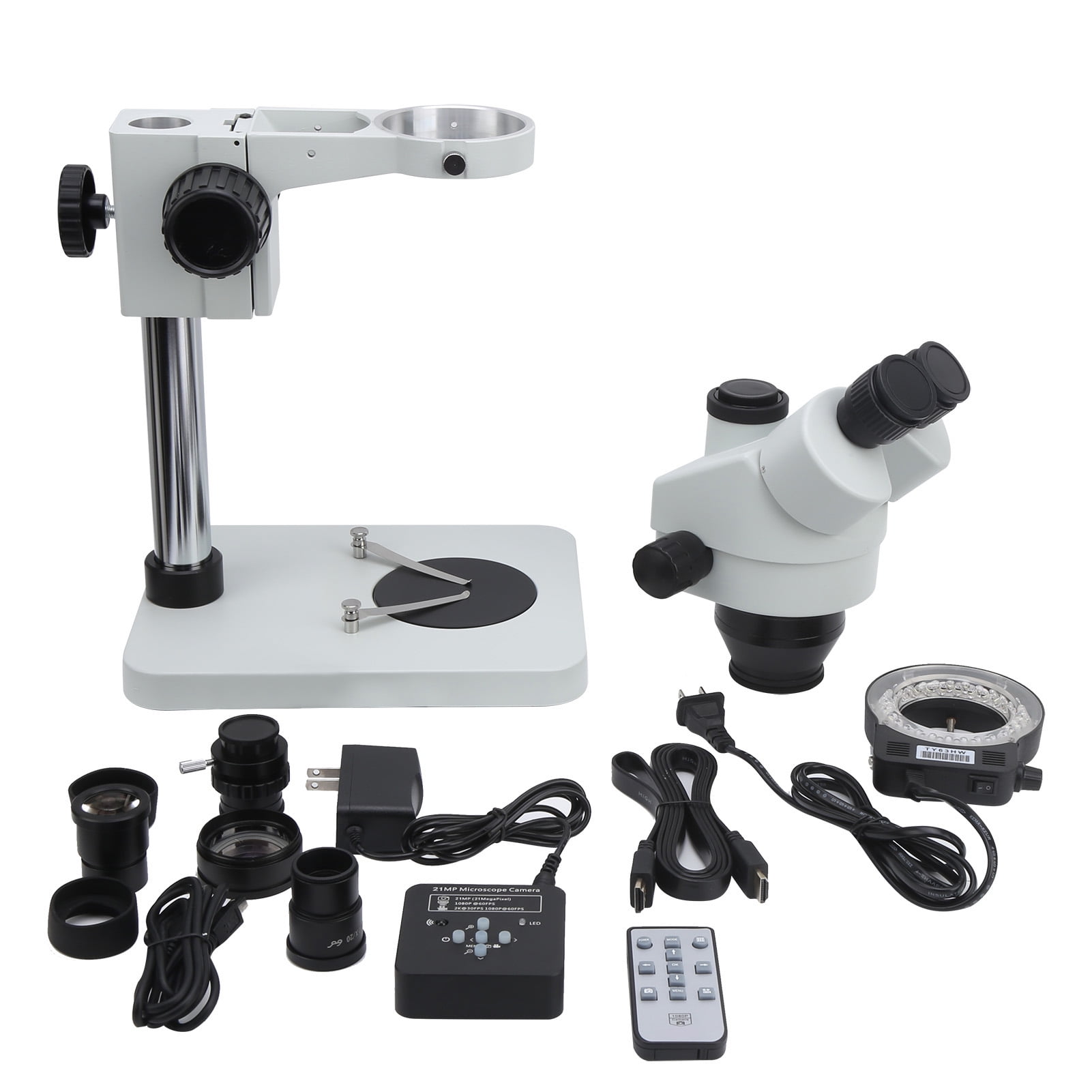 21MP 2K USB Microscope Camera 56LED Trinocular Stereo Microscope 7X-45X Zoom AC100-240VUS Plug ...