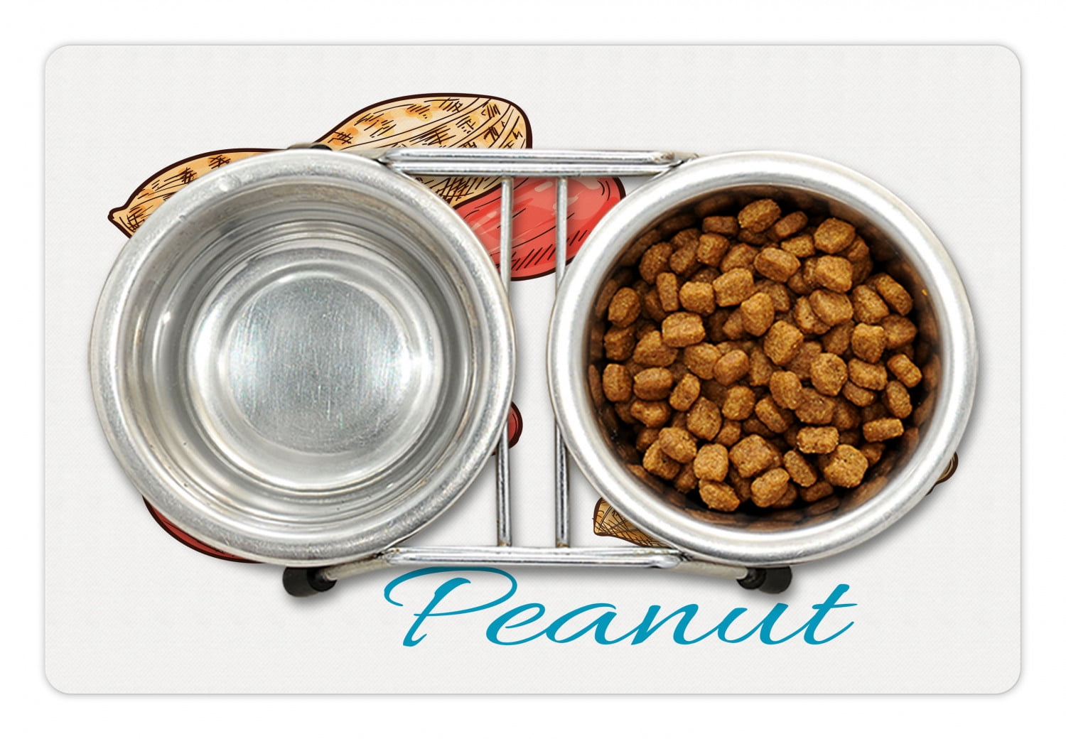 Peanut Butter Pet Mat for Food and Water, Peanut Sketch of Kernel and ...