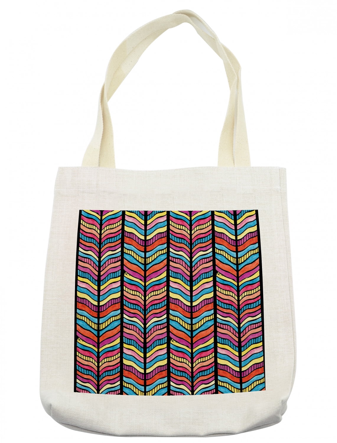 Abstract Tote Bag, Watercolor Style Colorful Rainbow Leaf Like Modern ...