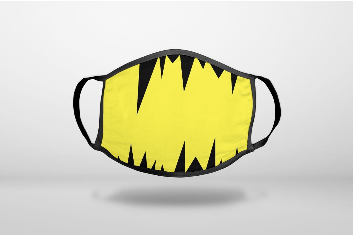 Yellow Black Spikes - 3-Ply Reusable Soft Face Mask Covering, Unisex ...