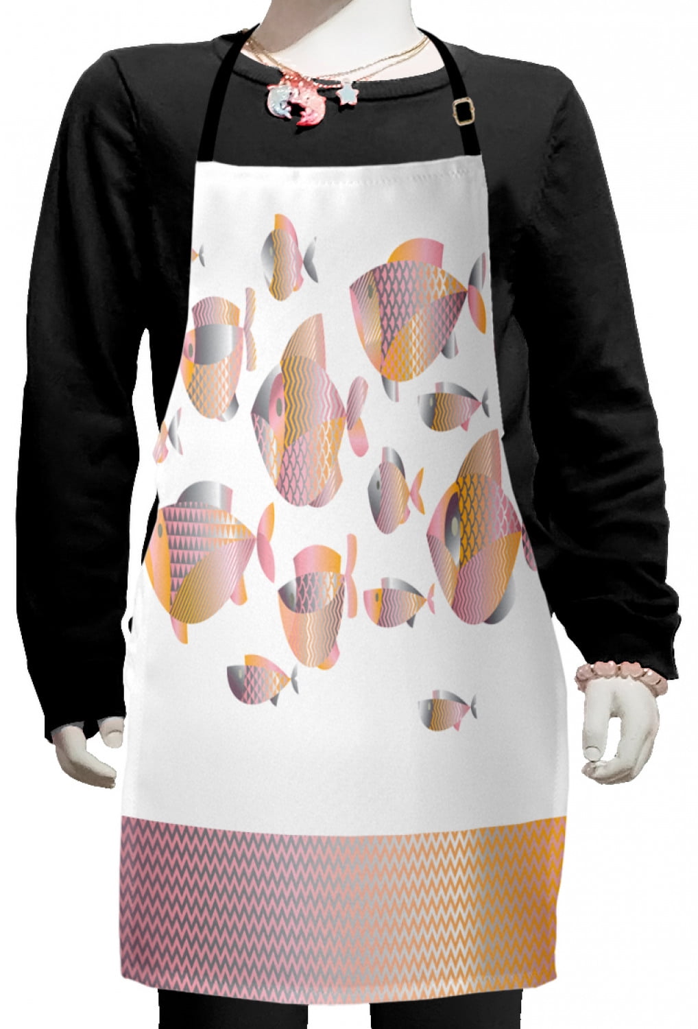 Fish Kids Apron, Modern Ocean Animal and Zigzag Border at the Bottom ...