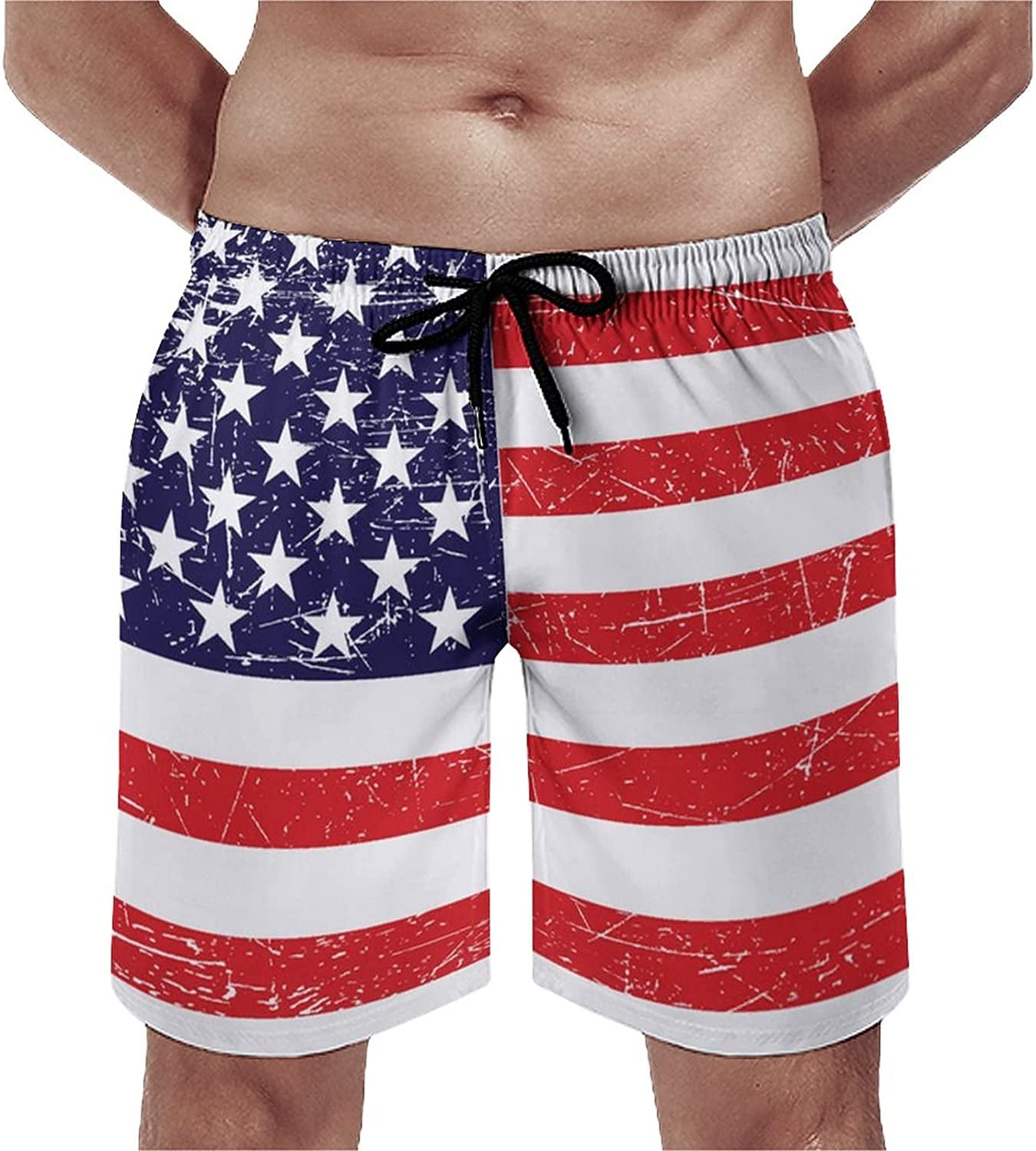 Men's Red-Blue-White-American Flag Swim Trunks Quick Dry Bathing Suit ...