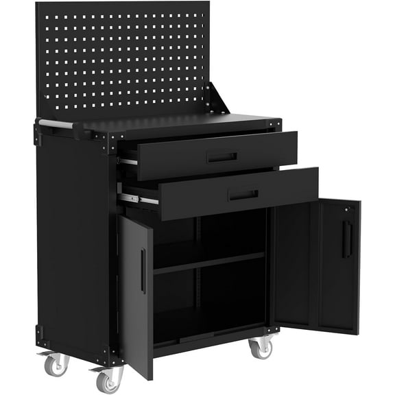 35” Industrial Steel Rolling Tool Cabinet with Deep Drawers, Locking ...