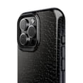 Black Croc Effect Tough Phone Case, Textured Dual Layer Protective ...