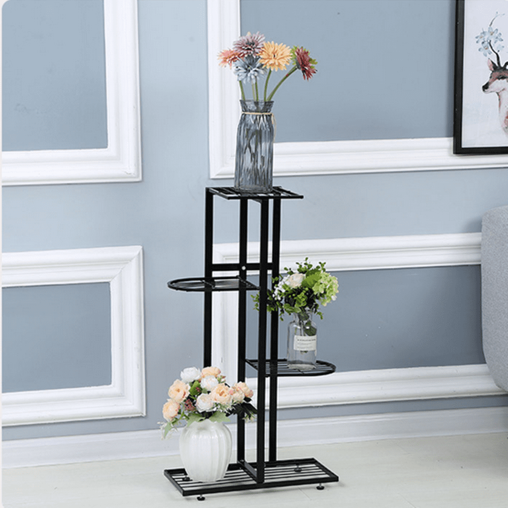 4-Tier Industrial Metal Plant Stand, Indoor/Outdoor Planter Rack Flower ...