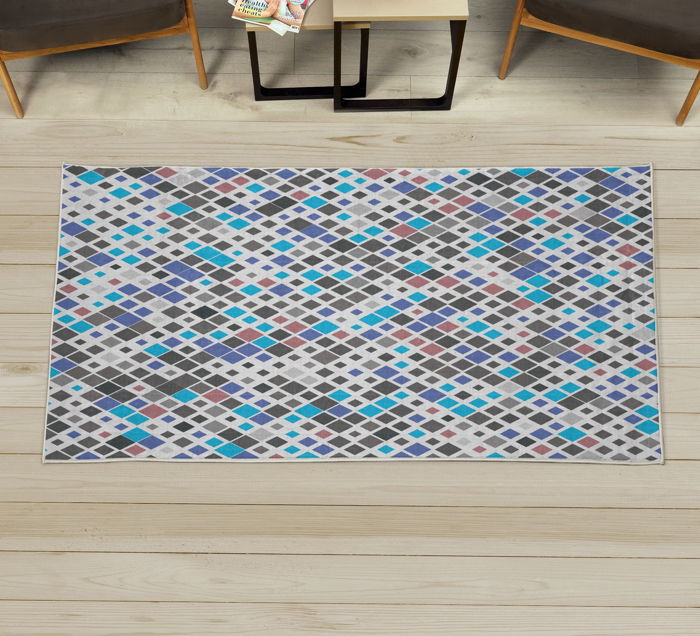 Ethnic Decorative Rug, Retro Mosaic Creative Pattern Square Rhythm ...