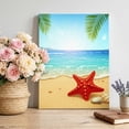 Cartoon Summer Beach Canvas Wall Art for Living Room, Red Starfish ...