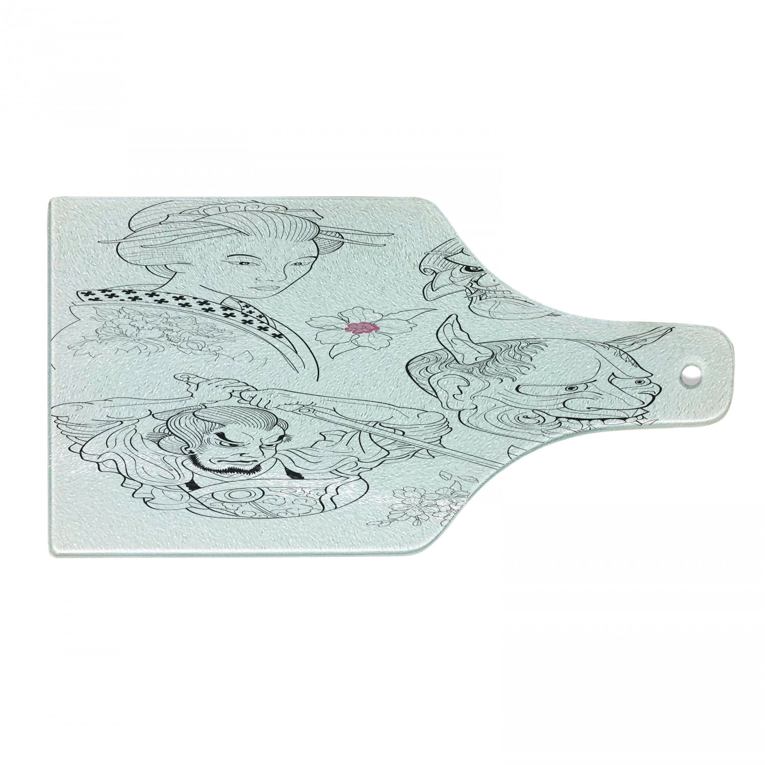 Kabuki Cutting Board, Samurai Warrior and Japanese Woman Portrait ...