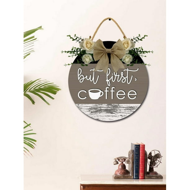 Eveokoki But First Coffee Sign Rustic Wood Coffee Sign Farmhouse Coffee ...