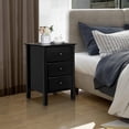 Modern Nightstand with 3 Drawers and Solid Wood Legs, Bedside Cabinet ...