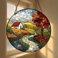 Autumn Cottage Scene Window Hanging – Decorative Glass Art - Walmart.com