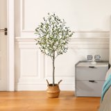 4ft Artificial Olive Tree, Lifelike Plastic Plant, Indoor/Outdoor Decor ...