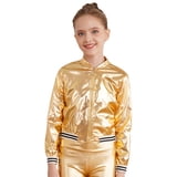 MSemis Kids Girls Metallic Bomber Jacket Coat Gold 16 - Walmart.com