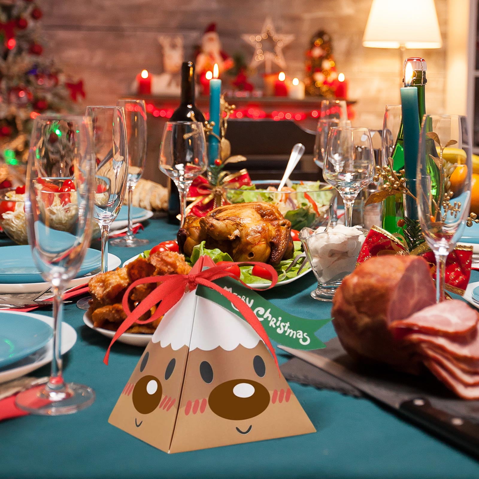 Caja triangular navideña para dulces | Diseño de cara de Papá Noel ...